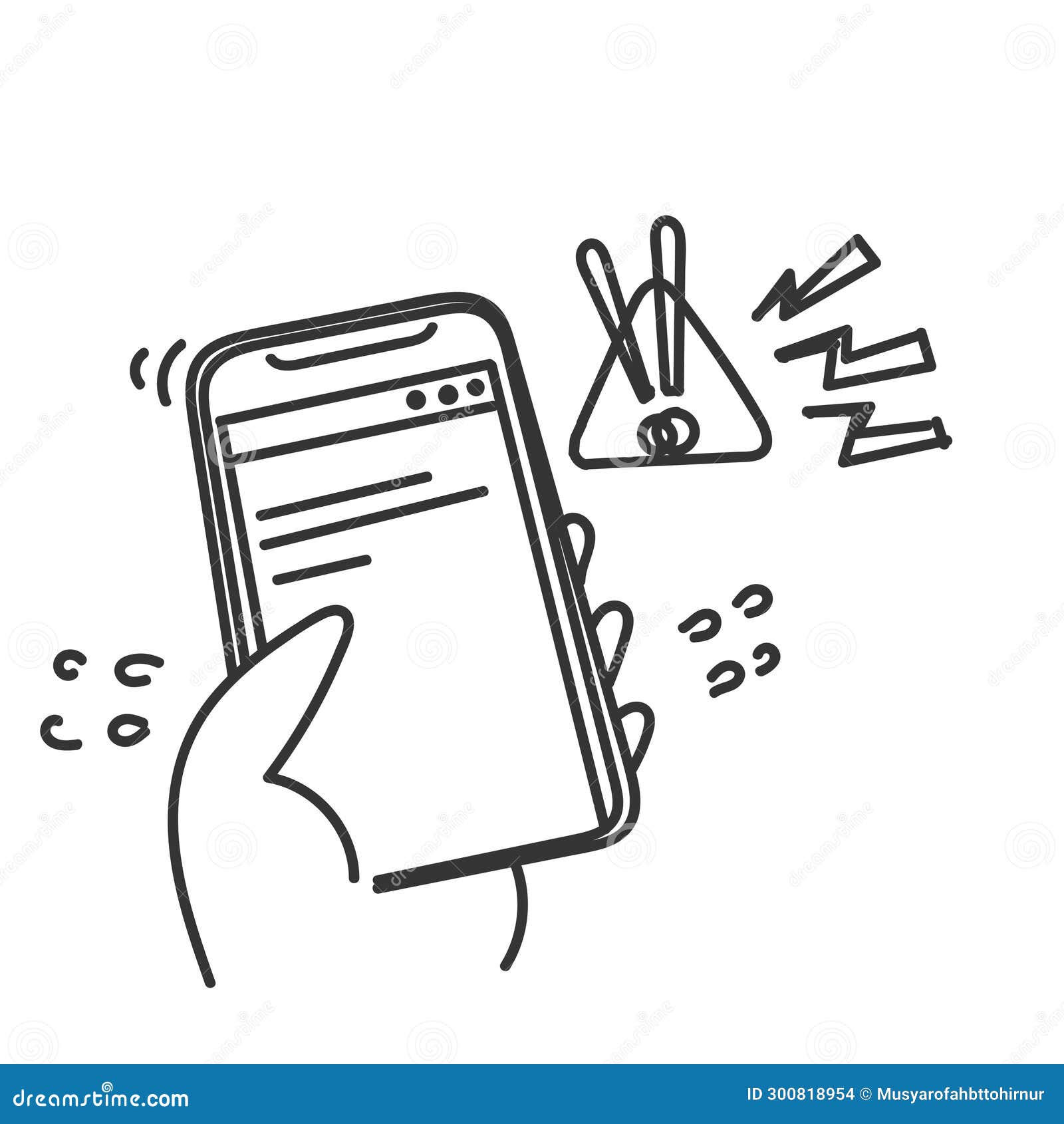 Hand Drawn Doodle Website Testing, Warning Error on Device Stock Vector ...