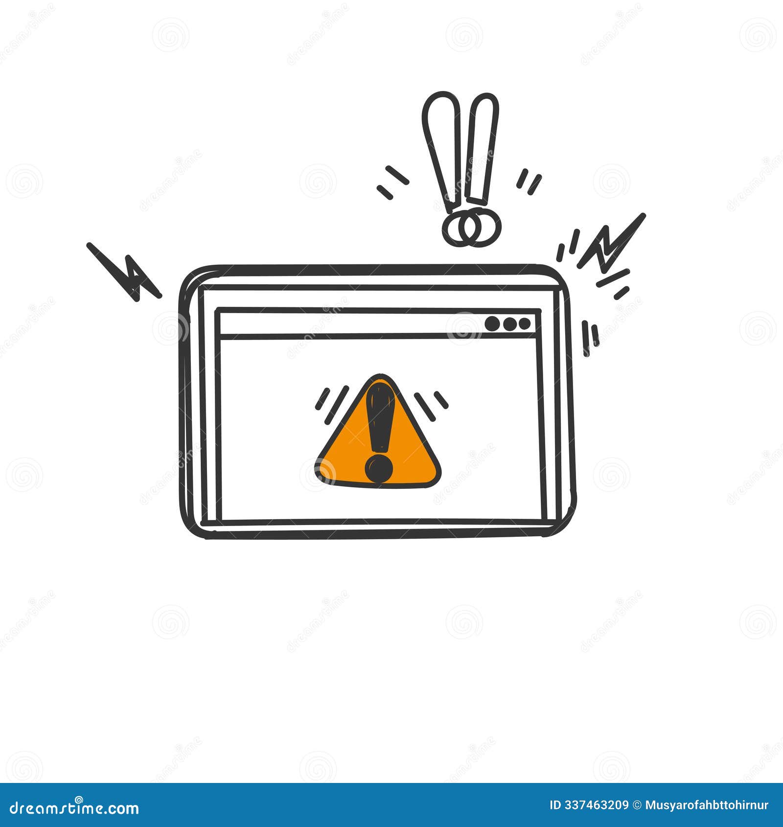Hand Drawn Doodle Website Warning with Exclamation Mark Sign Stock ...