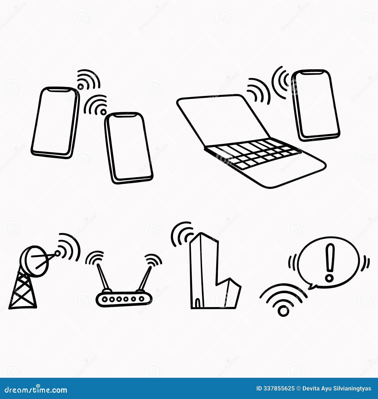 Hand Drawn Doodle Wifi Signal Icon Illustration Related Stock Vector ...