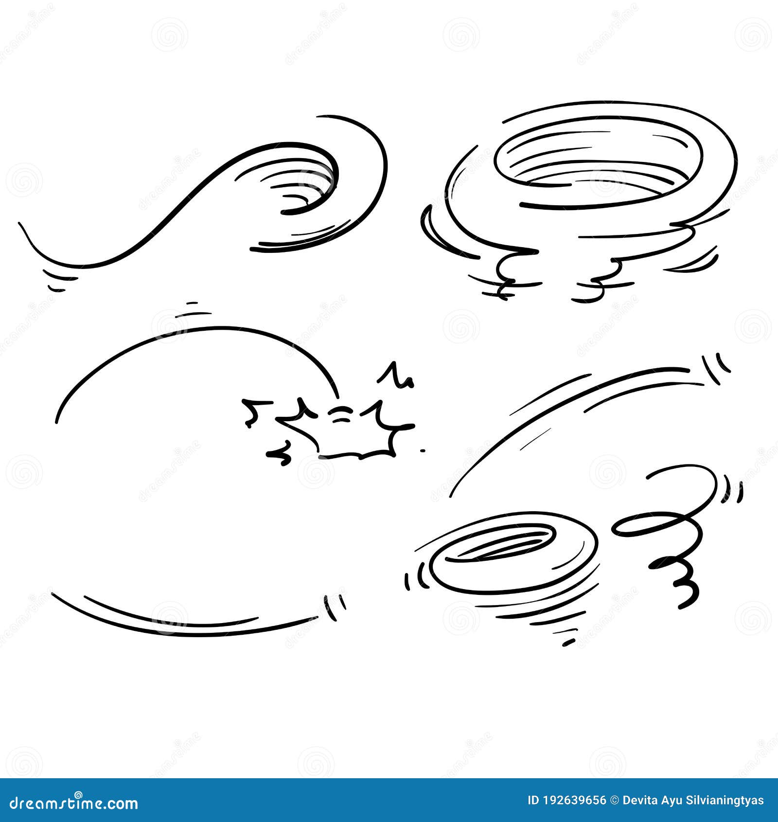 Hand Drawn Doodle Wind Blow Illustration Vector Isolated Background ...