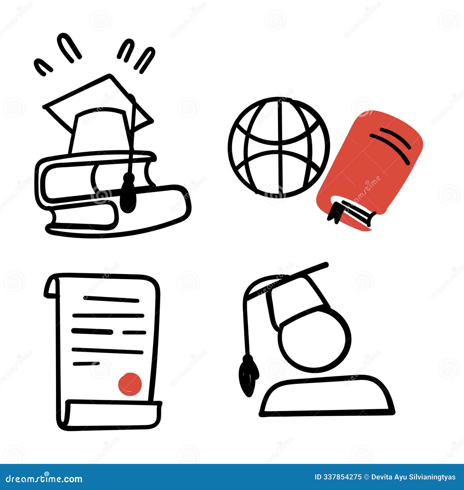 Hand Drawn Doodle World Education Related Illustration Stock Vector ...