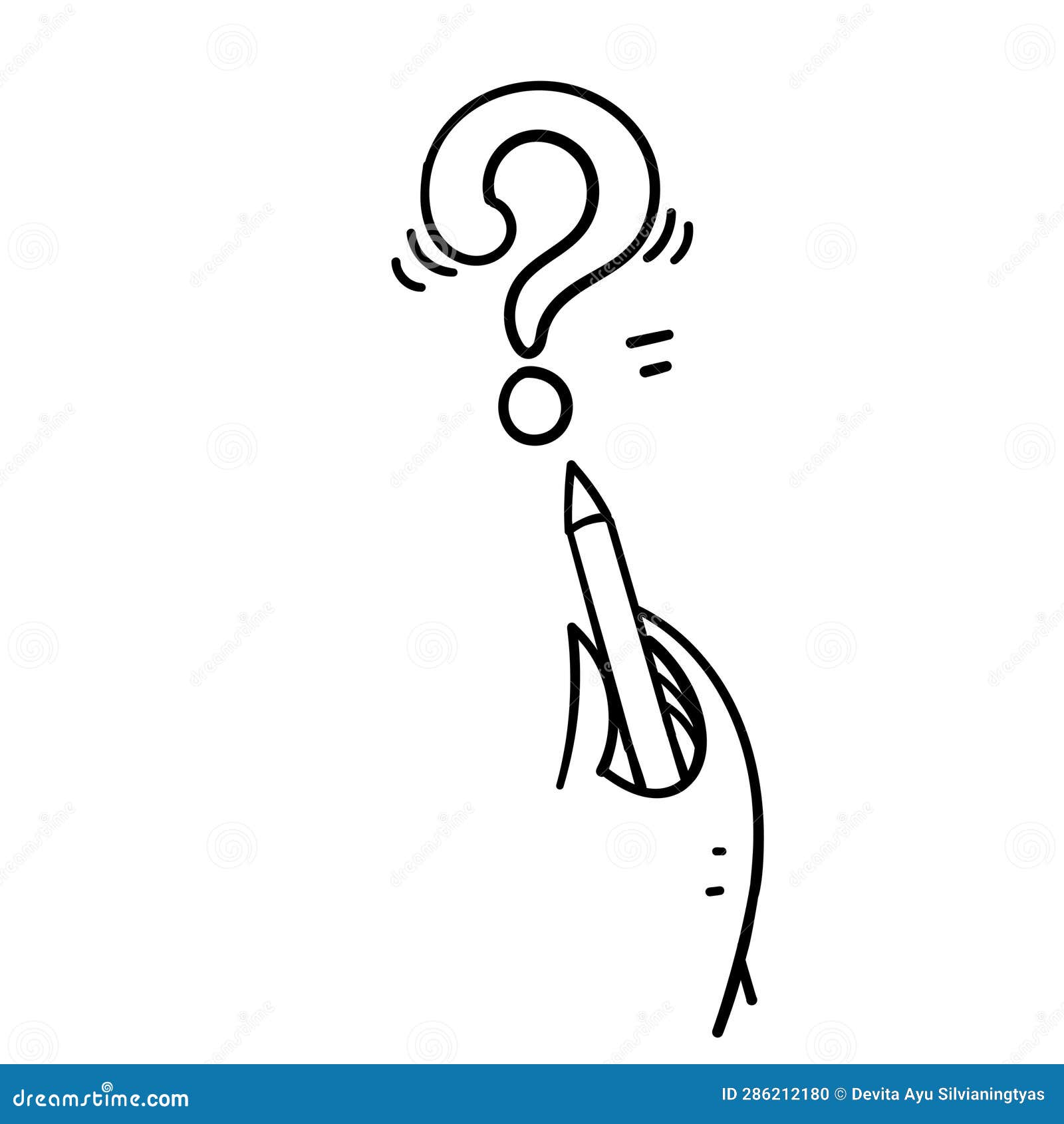 Hand Drawn Doodle Hand Writes Question Mark Illustration Stock Vector ...