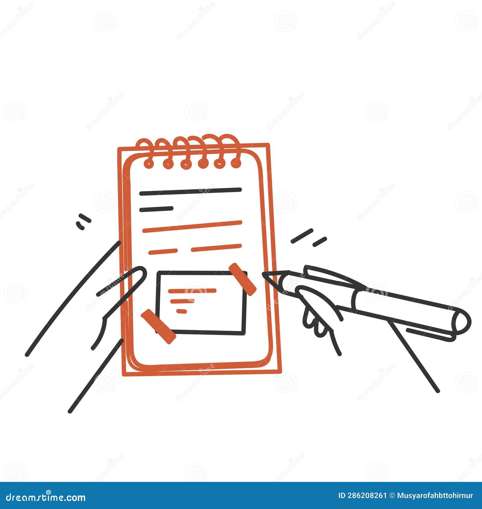 Hand Drawn Doodle Hand Writing on Memo Paper Note Illustration Vector ...