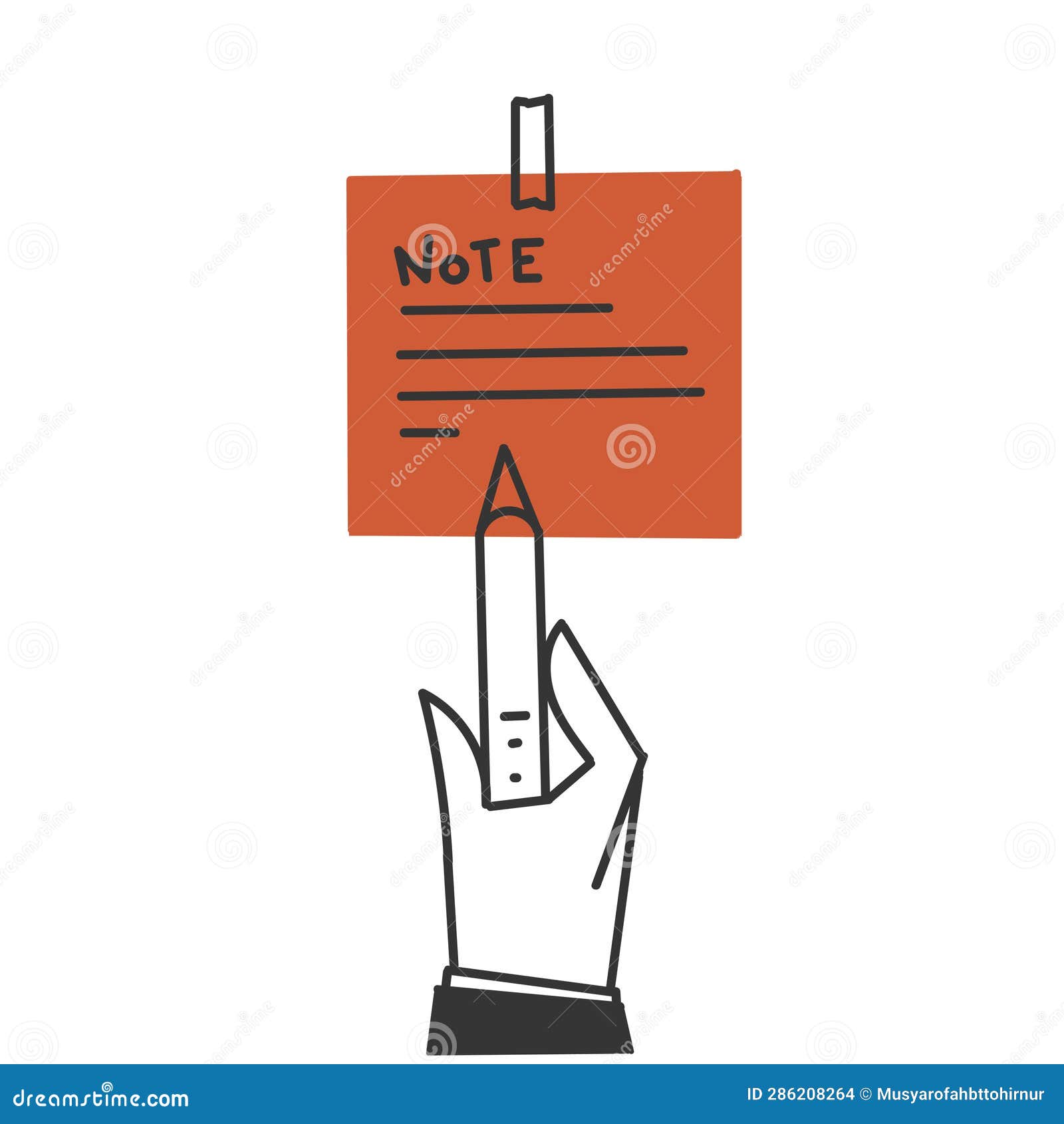 Hand Drawn Doodle Hand Writing on Memo Paper Note Illustration Vector ...