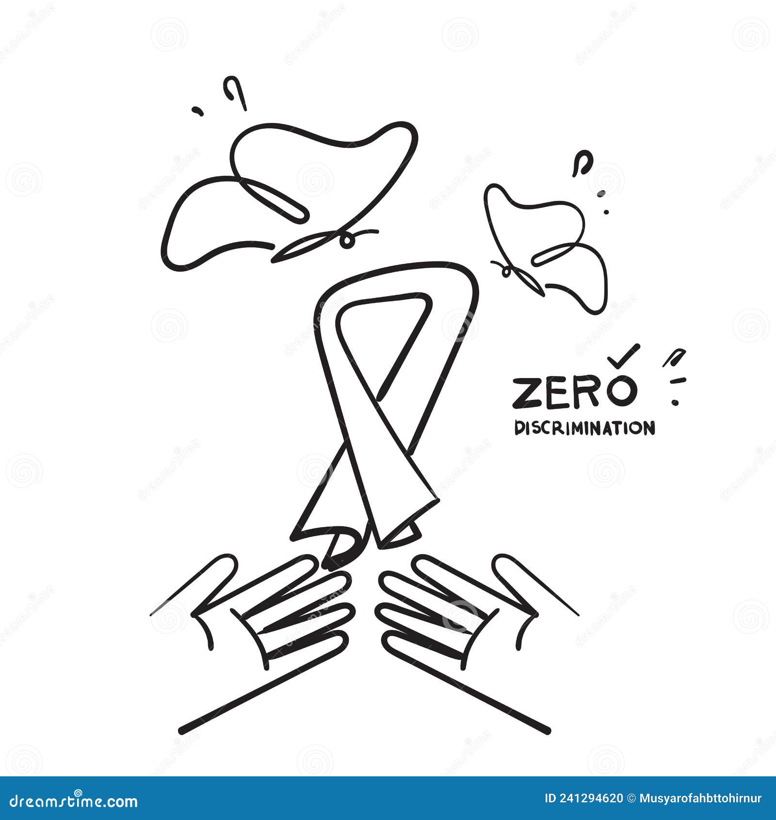 Hand Drawn Doodle Zero Discrimination Day Symbol Illustration Vector ...