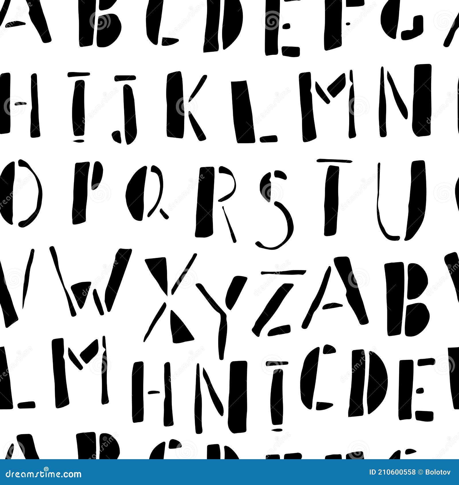 Hand-drawn Doodles Alphabet Seamless Pattern Stock Vector ...