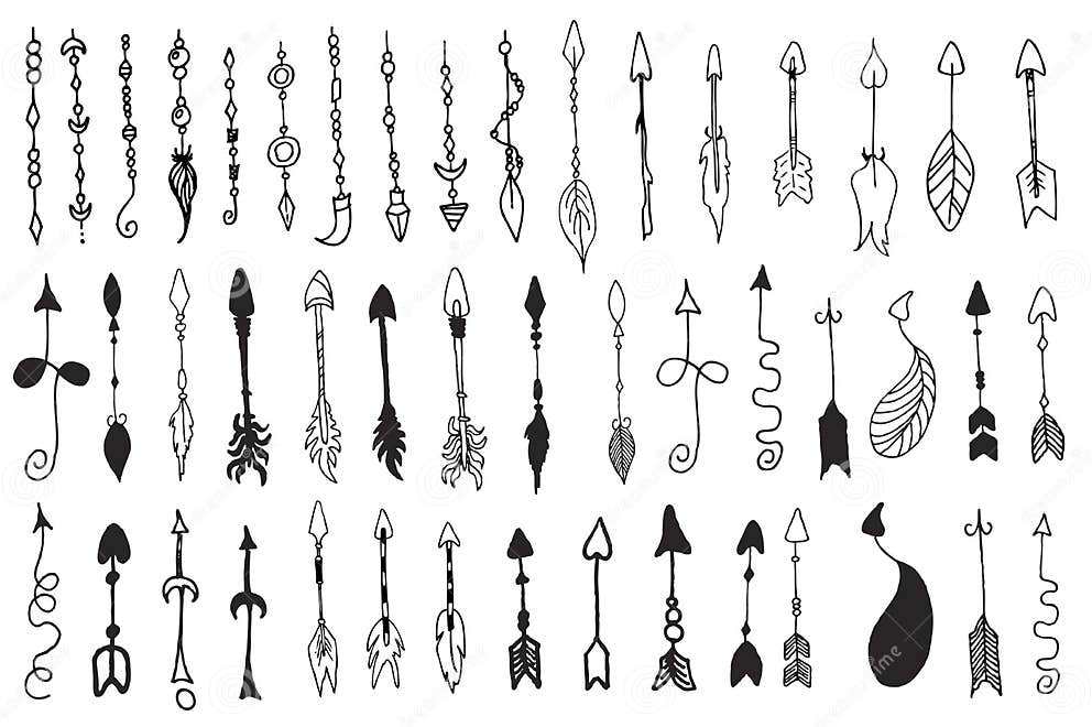 Hand drawn doodles arrows stock vector. Illustration of decoration ...