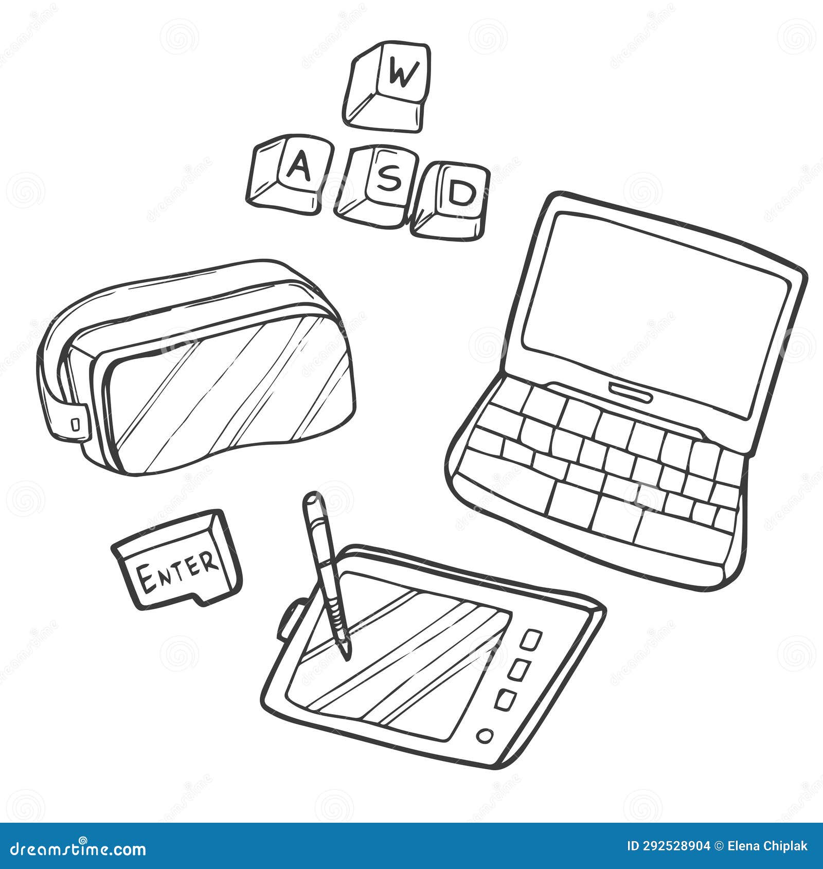 Hand Drawn Doodles of Electronic Gadget. Vector Illustration Sketch ...