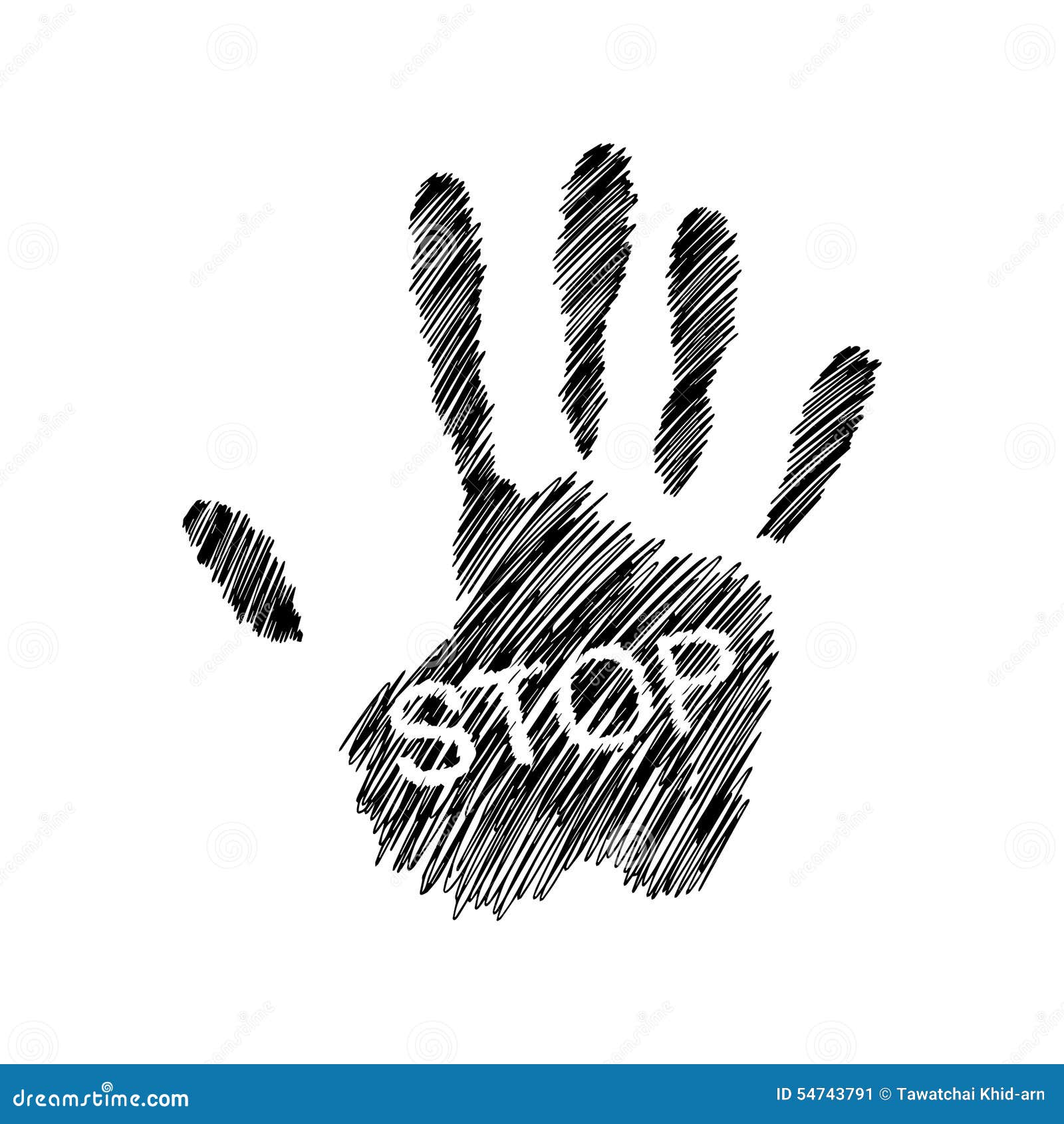Hand Drawn Doodles of Hand Raised with the Word STOP Stock Vector ...