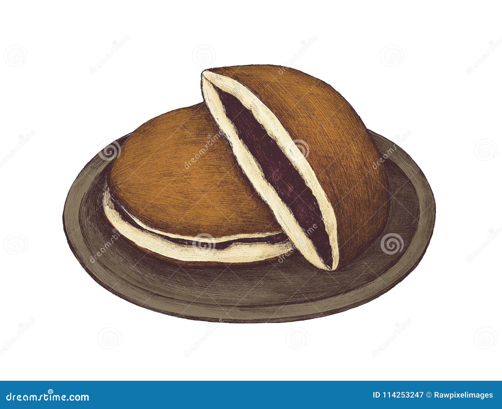 Hand Drawn Dorayaki Japanese Confection Stock Illustration ...