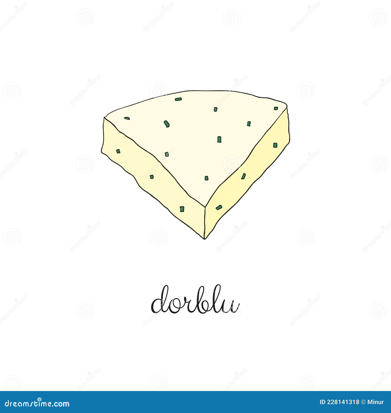 Hand drawn dorblu cheese. stock vector. Illustration of dairy - 228141318