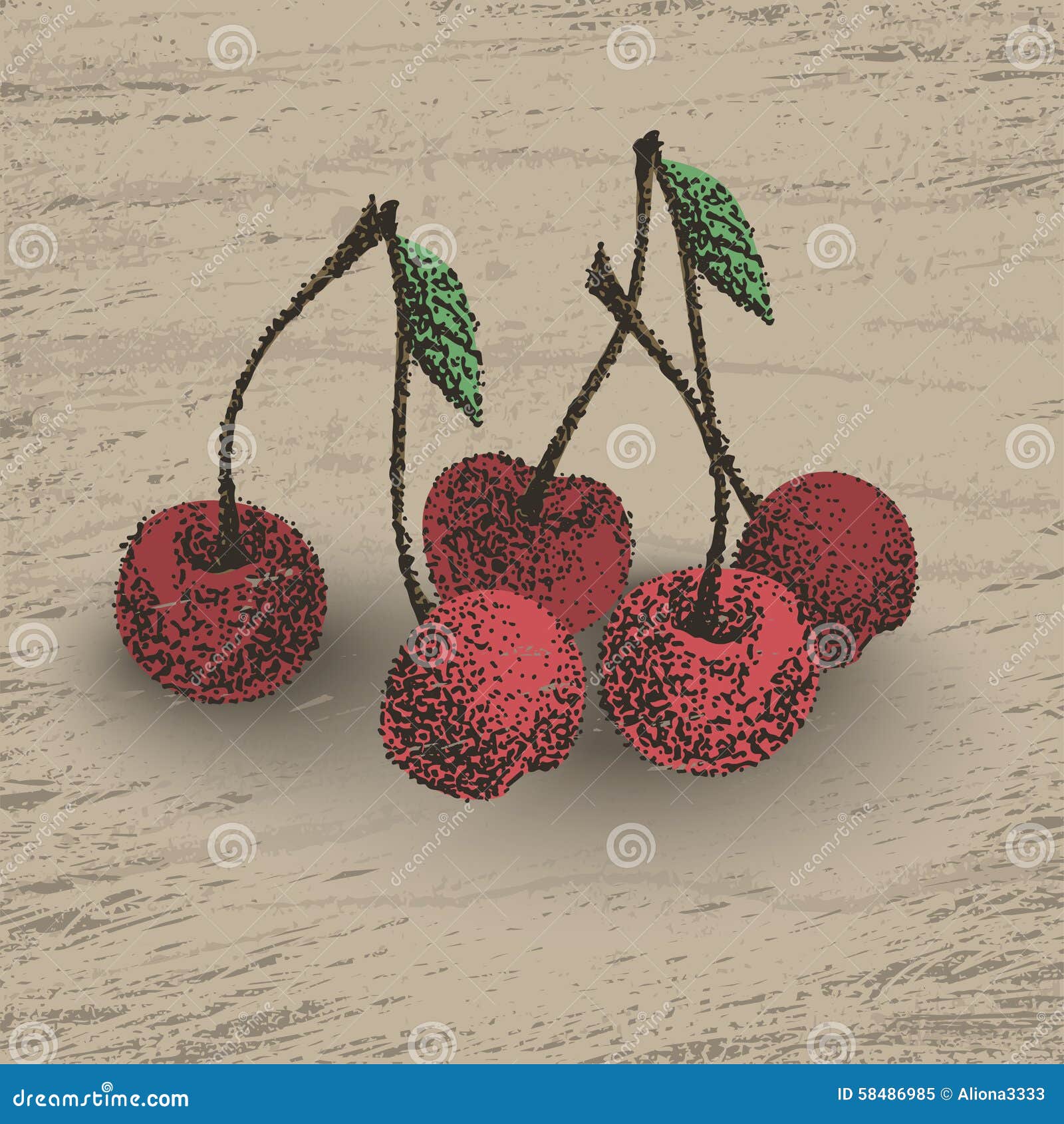 Hand drawn dot cherries stock vector. Illustration of natural - 58486985