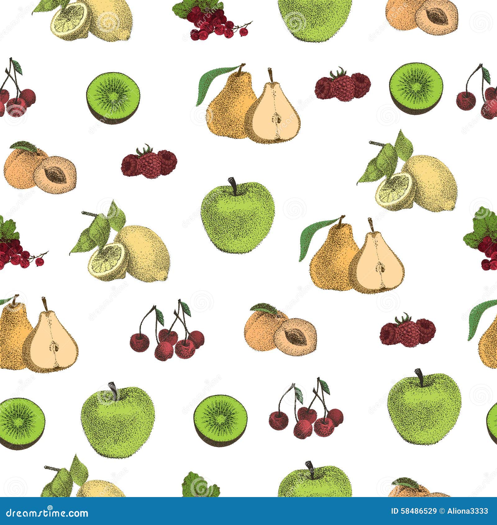Hand Drawn Dot Fruits Pattern Stock Illustration - Illustration of ...