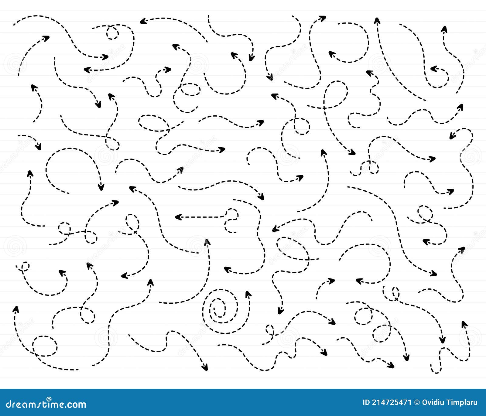 Hand Drawn Dotted Arrow Set Vector Design Stock Vector - Illustration ...