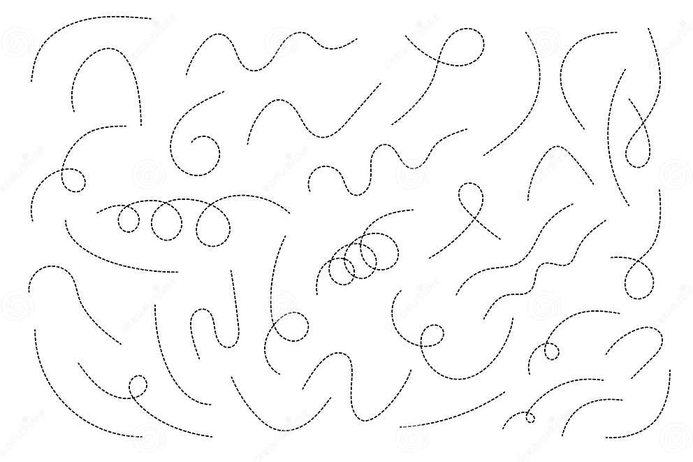 Hand Drawn Dotted Line Vector Set Stock Vector - Illustration of drawn ...