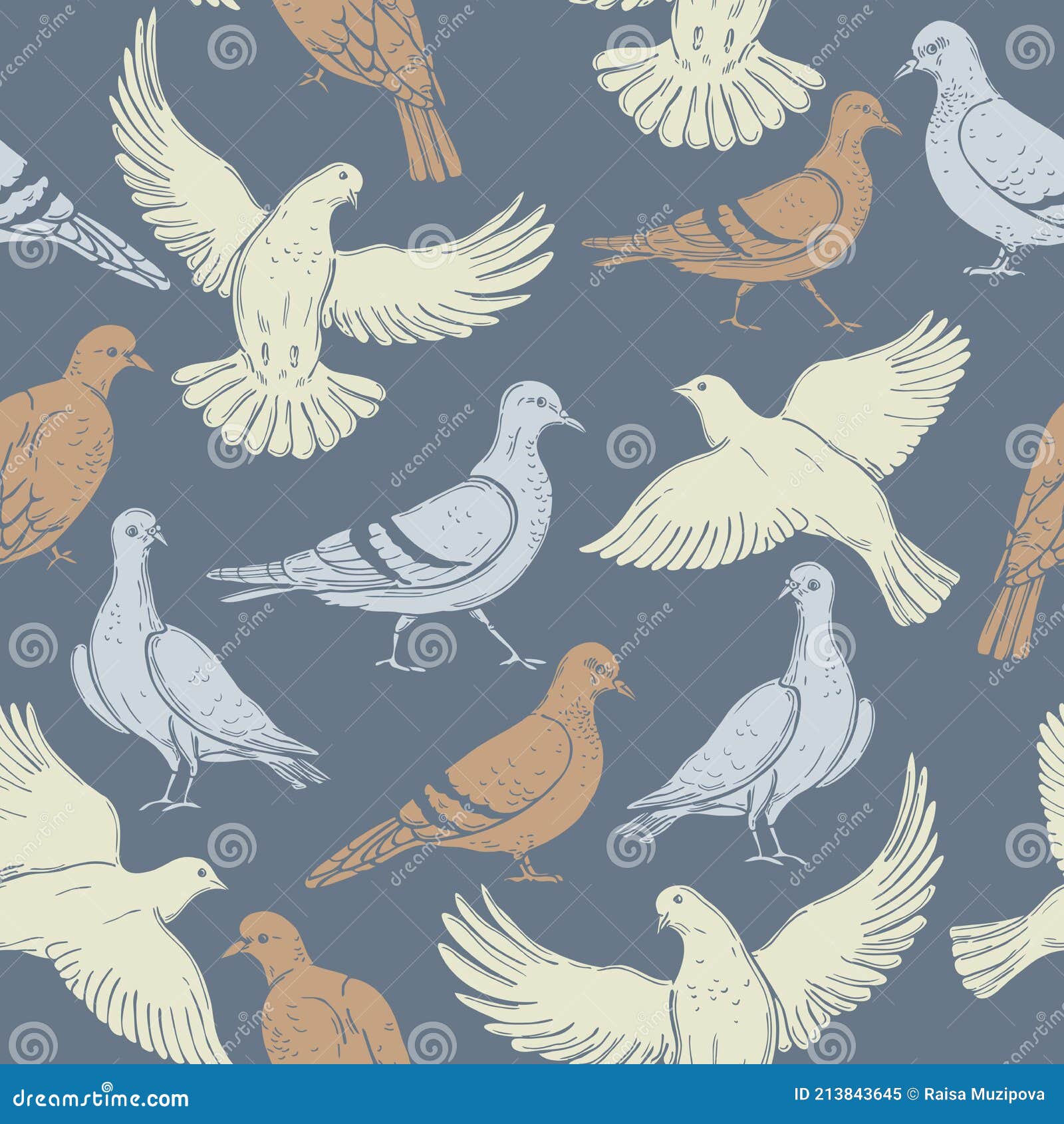 Doves. Vector pattern stock vector. Illustration of holy - 213843645