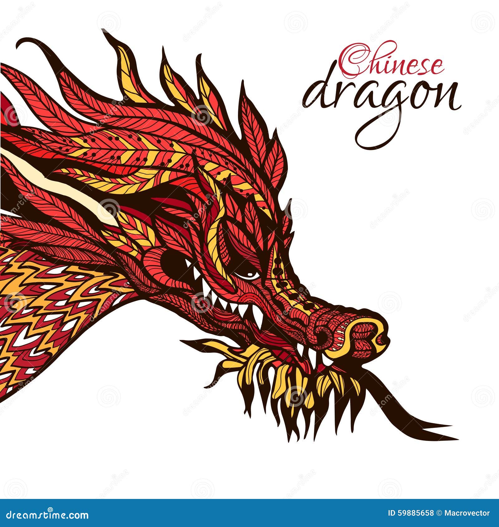 Hand Drawn Dragon stock vector. Illustration of ancient - 59885658