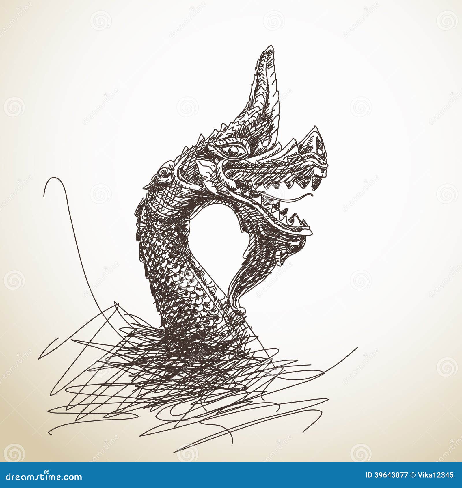 Hand drawn dragon statue stock vector. Illustration of decoration ...