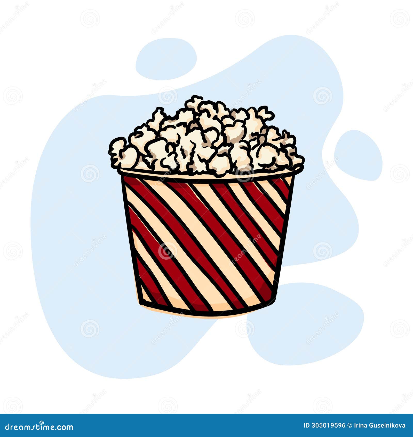 Hand Drawn Drawing of Big Bucket of Popcorn for Cinema Stock ...