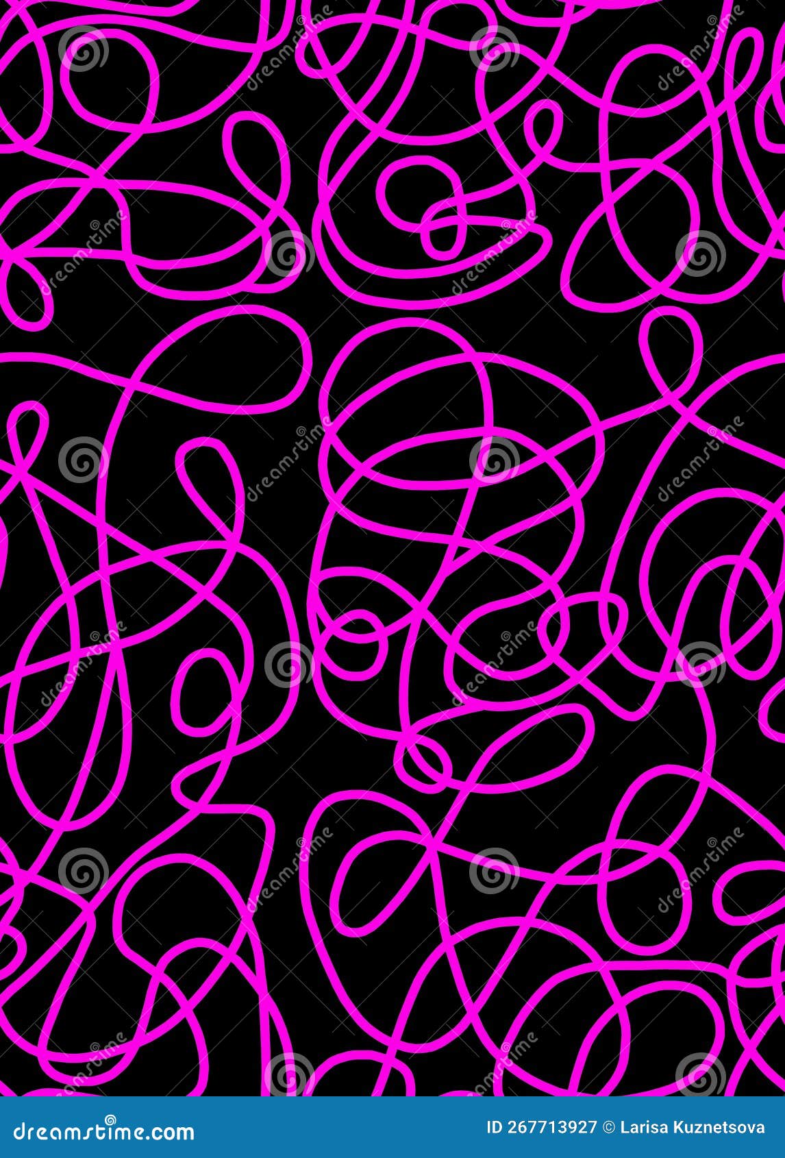A Hand-drawn Drawing with Purple Lines on a Black Background. Stock ...