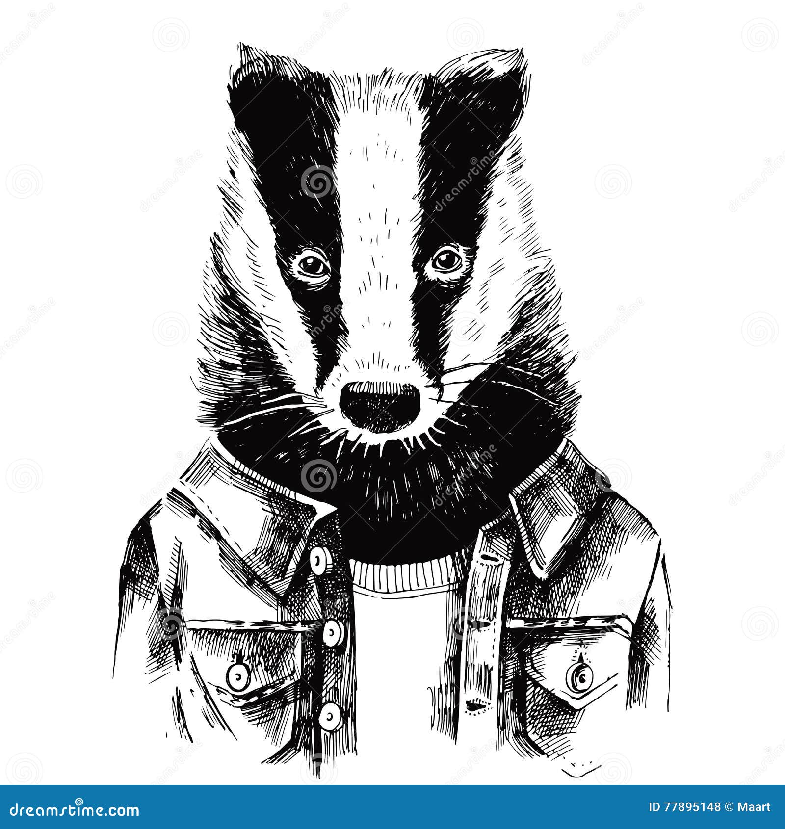 Hand Drawn Dressed Up Badger in Hipster Style Stock Vector ...