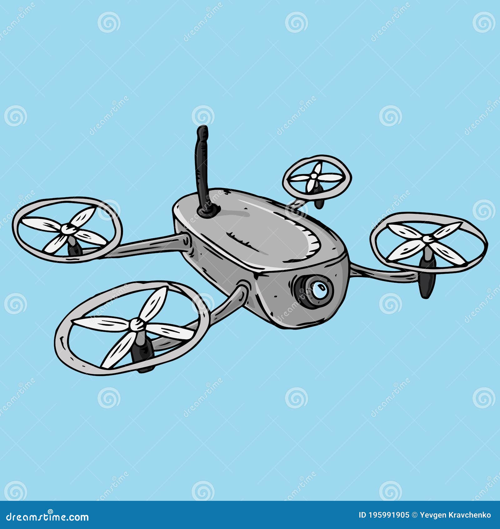 Vector Illustration of Drone. Hand Drawn Drone. Drone Icon Stock Vector ...