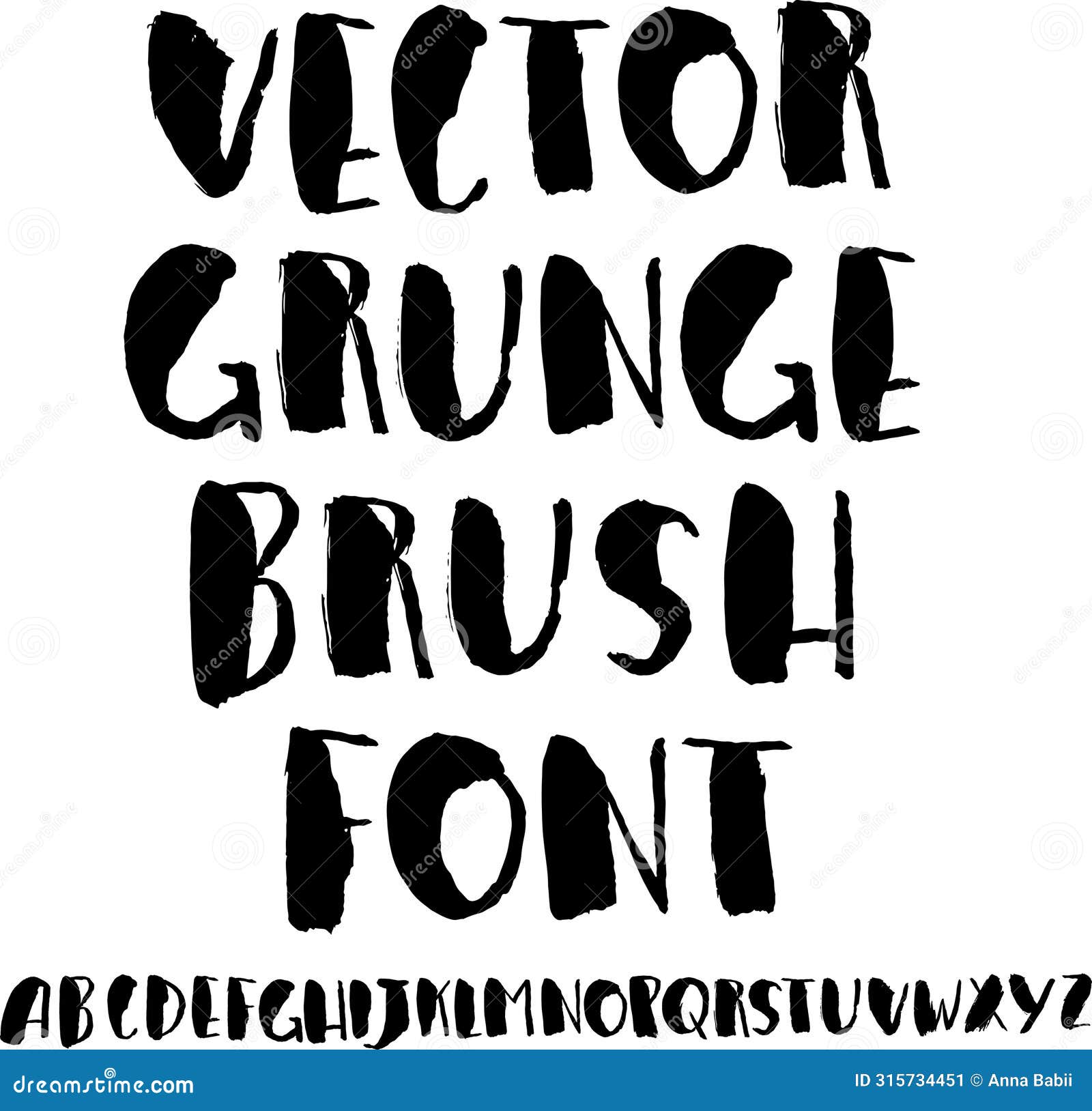 Hand Drawn Dry Brush Font. Modern Brush Lettering Stock Vector ...