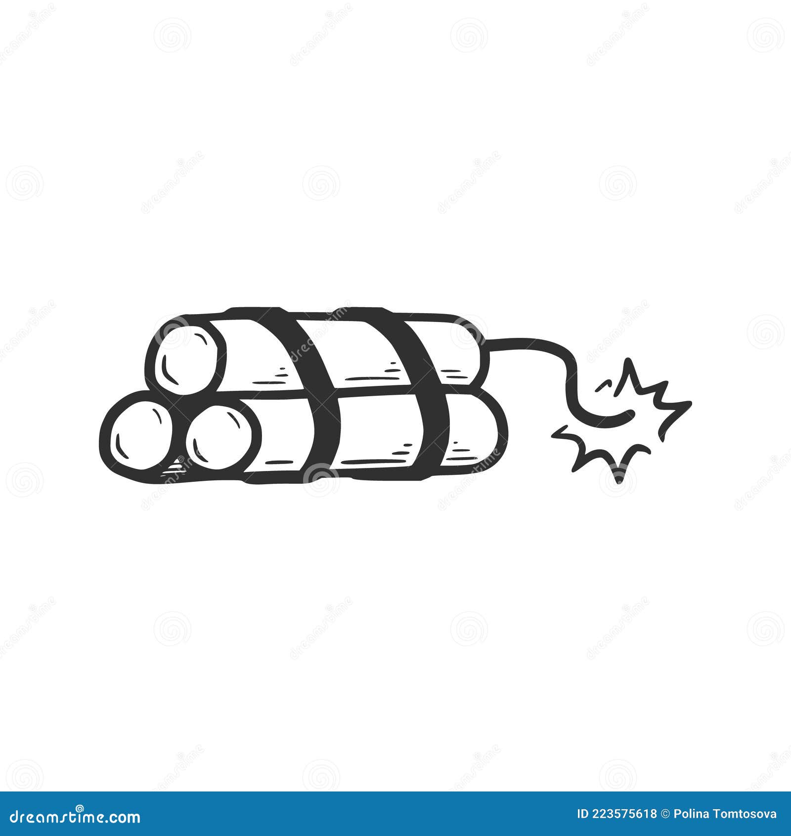 Hand Drawn Dynamite with Fire Element Stock Vector - Illustration of ...