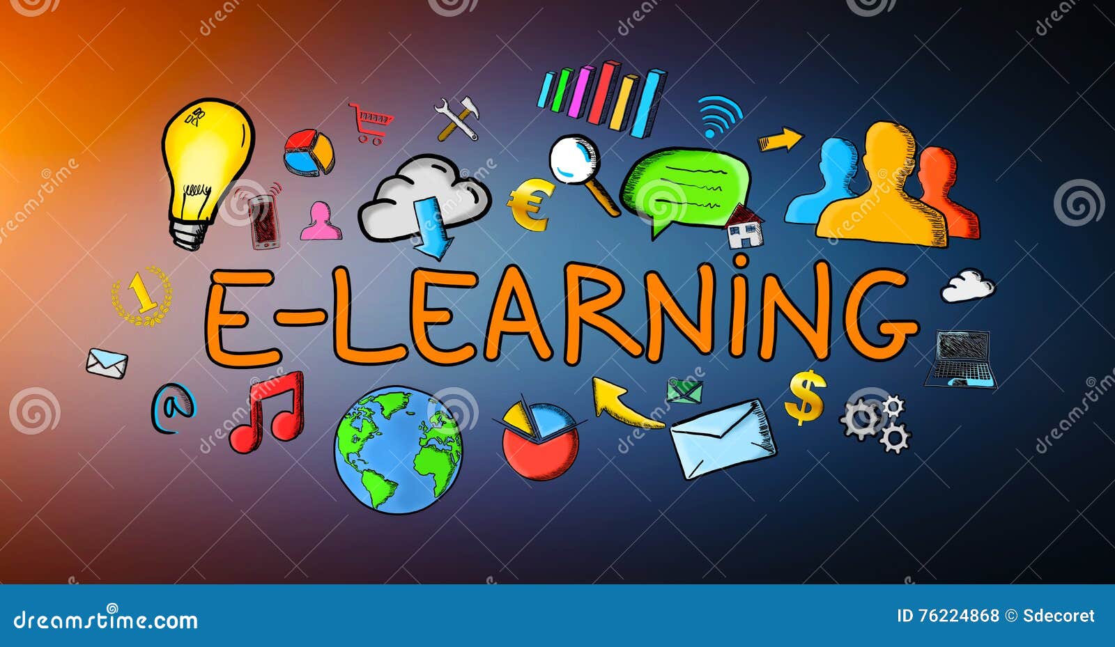 Hand-drawn E-learning Illustration Stock Illustration - Illustration of seminar, school: 76224868