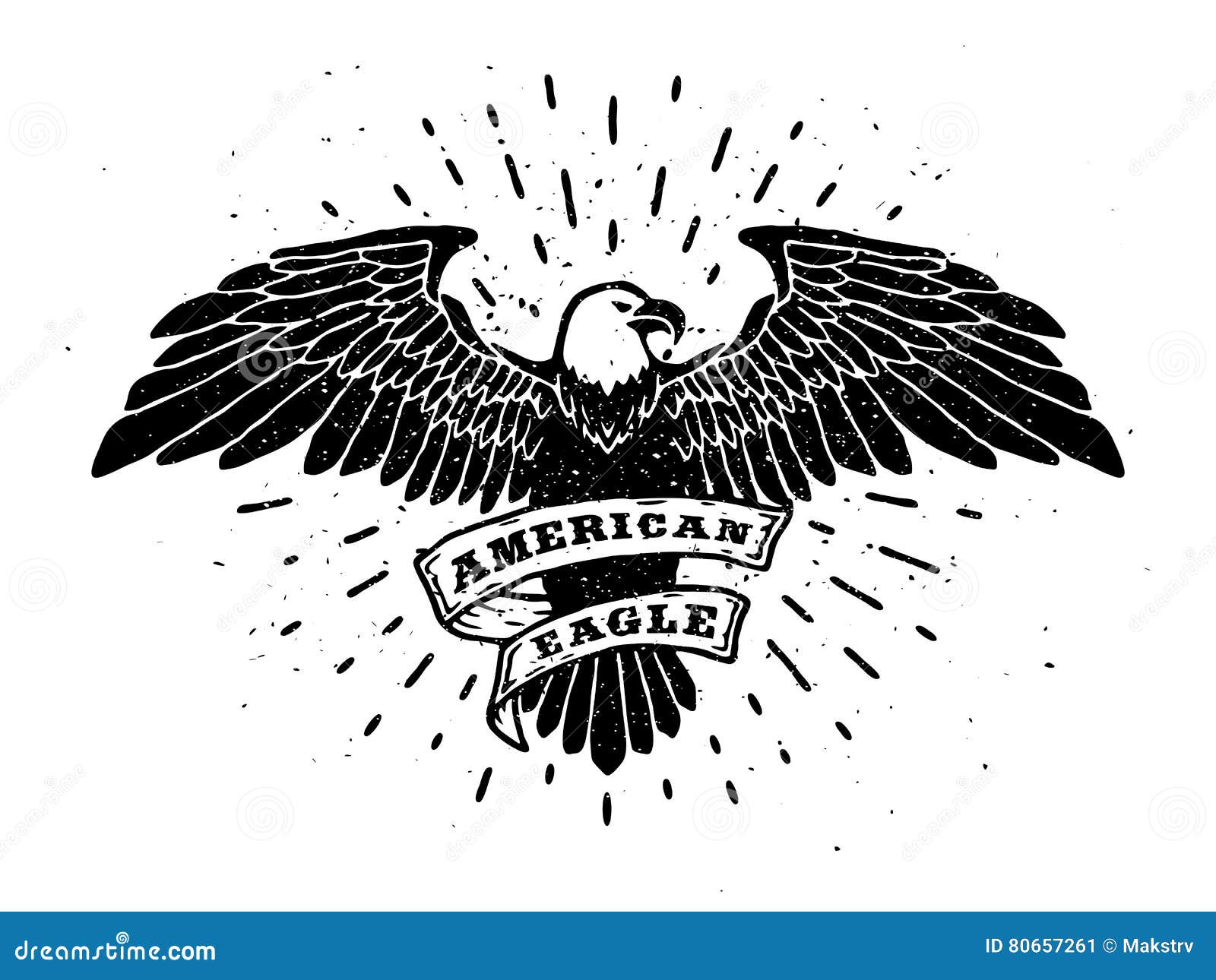 Hand Drawn Eagle with Ribbon for Text. Stock Vector - Illustration of ...