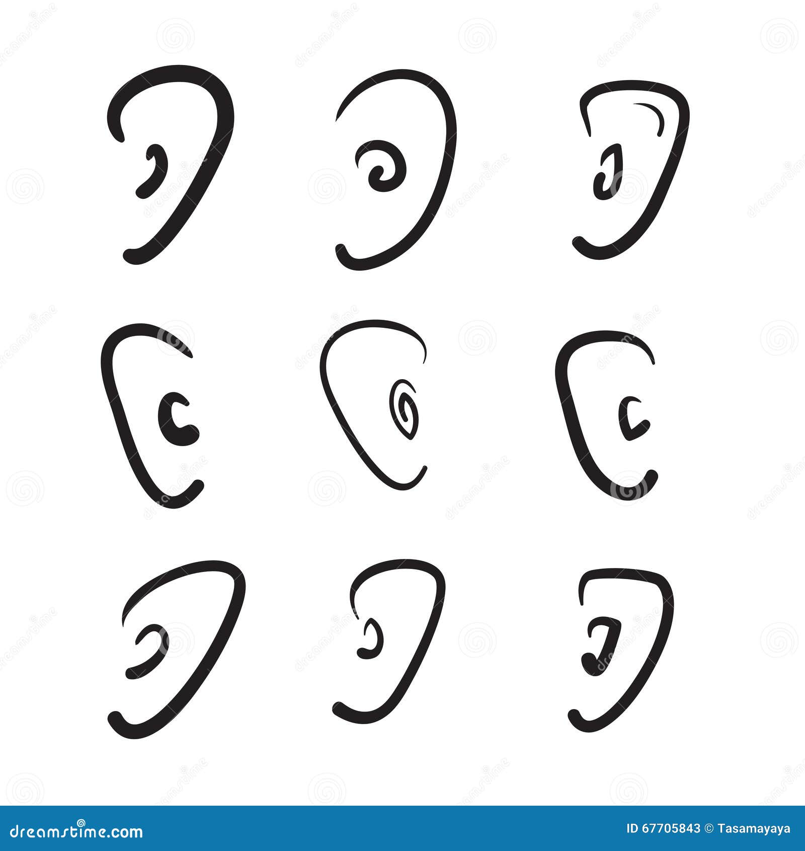 Hand Drawn Ears Vector Illustration Icon Set Stock Vector ...