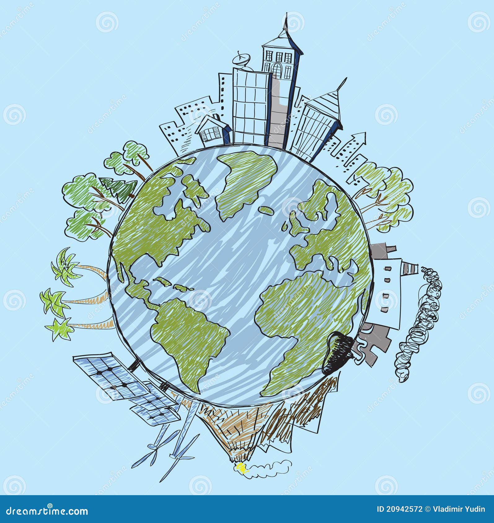 Hand drawn of earth stock illustration. Illustration of beautiful ...