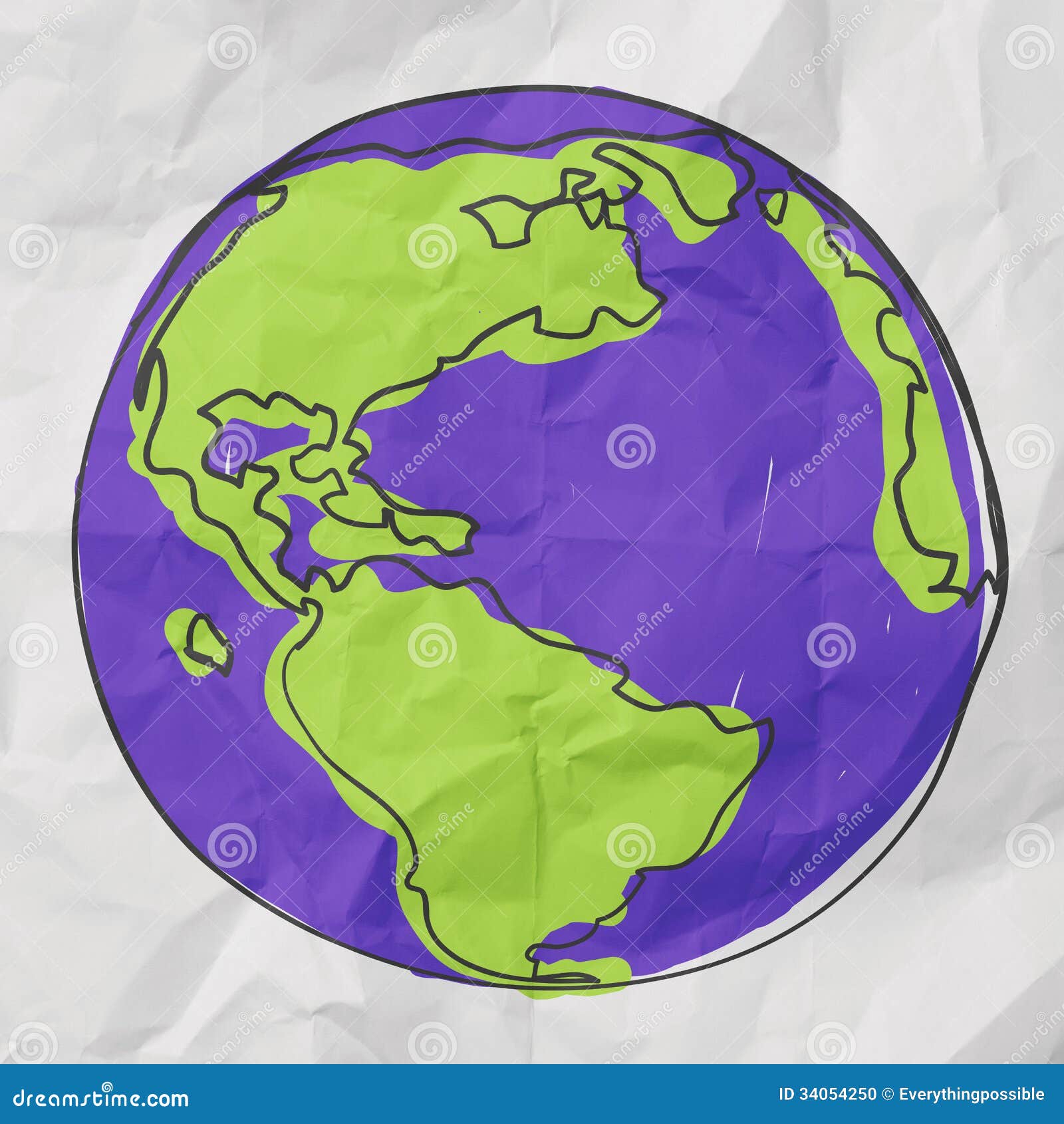 Hand drawn the earth stock illustration. Illustration of modern - 34054250