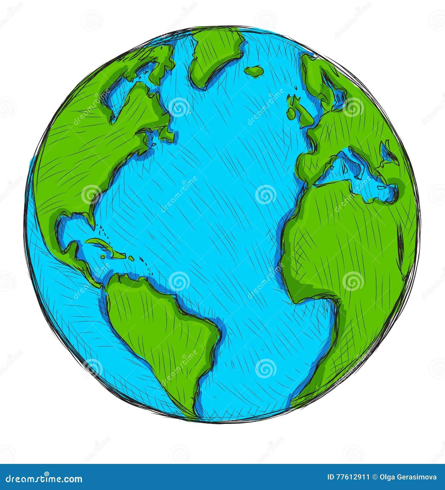 Hand Drawn Earth Icon on White. Vector Illustration Stock Vector ...