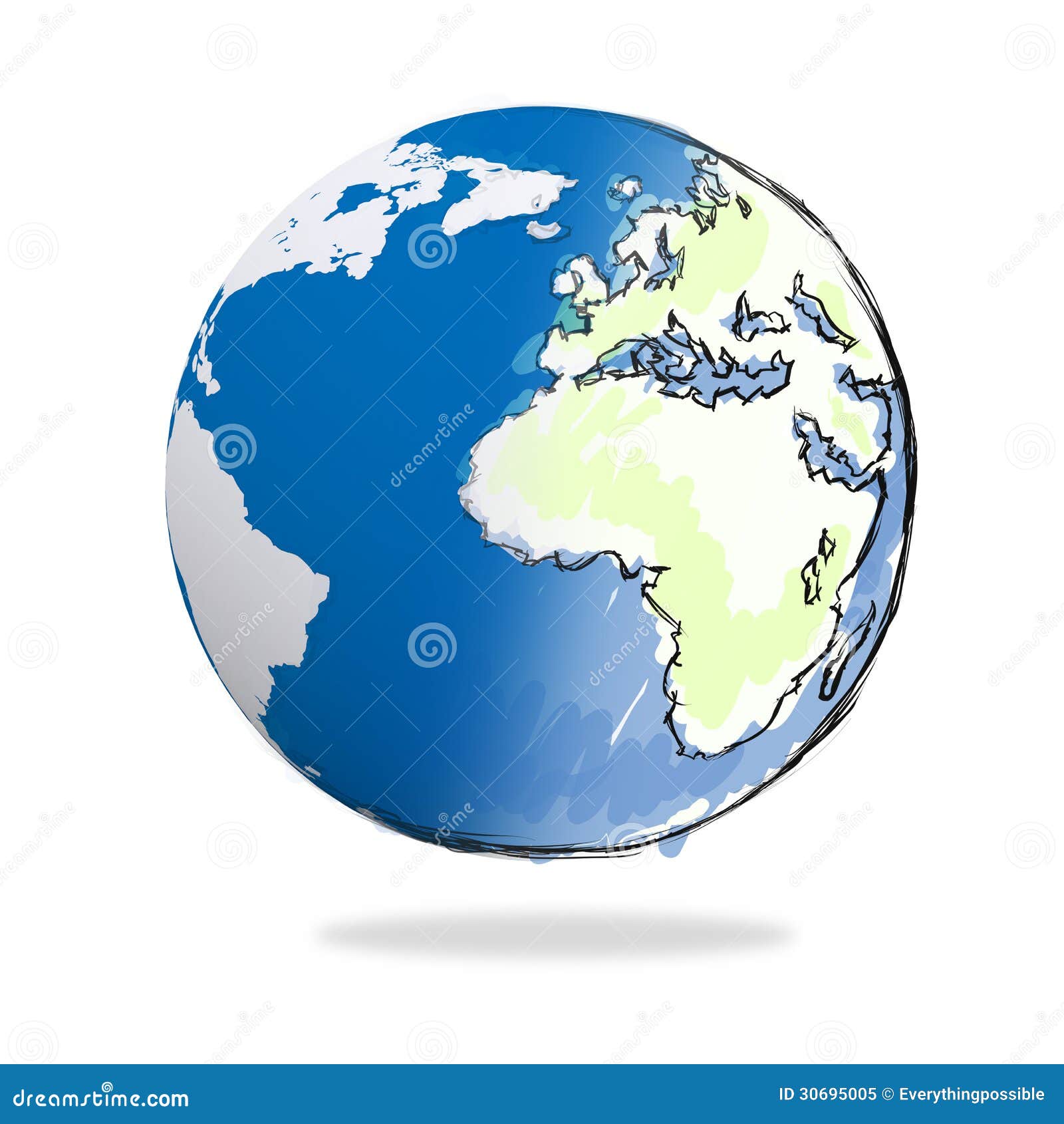 Hand drawn the earth stock illustration. Illustration of icon - 30695005