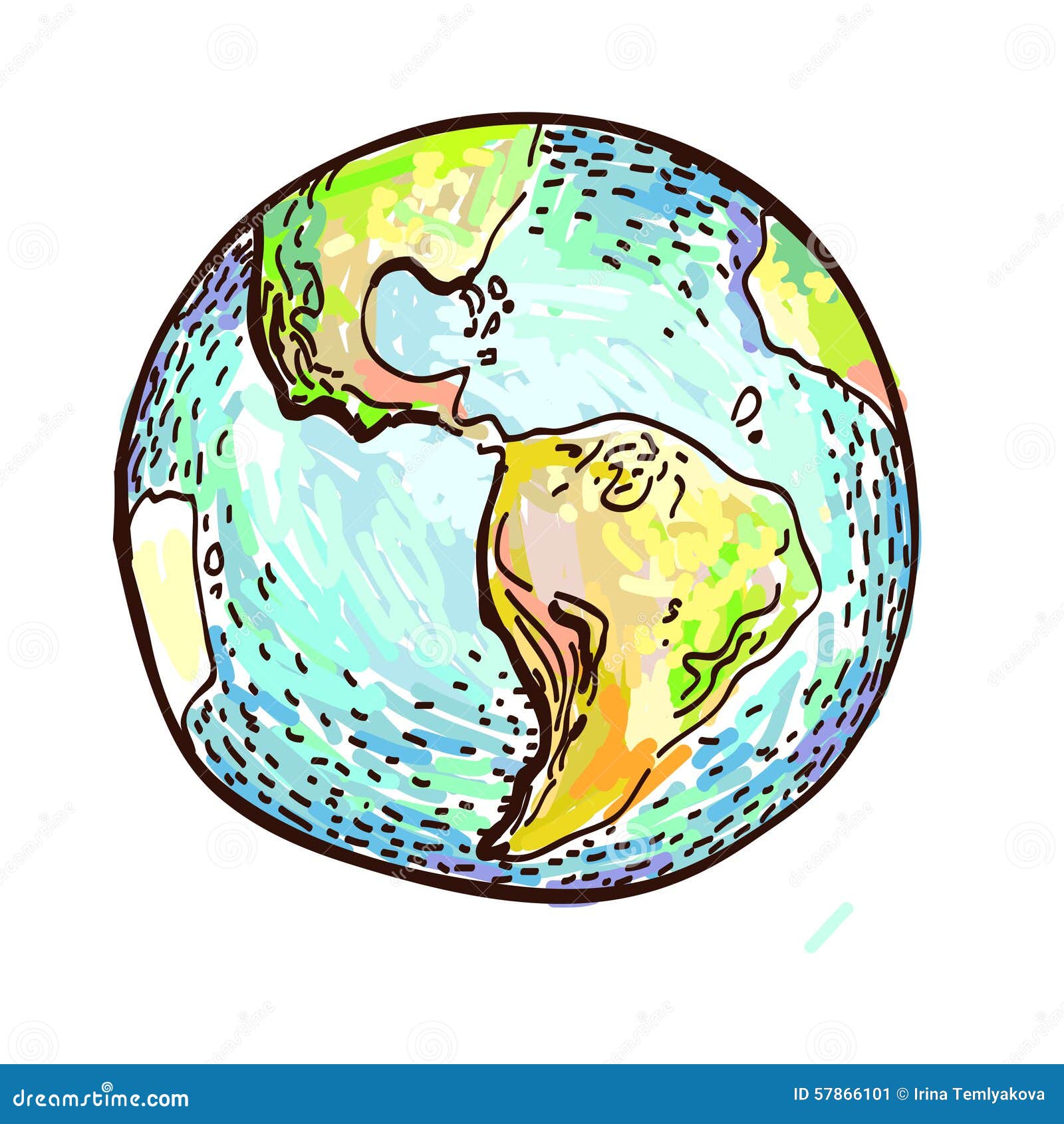 Sketch Earth. Map World Hand Drawn Globe, Earth Circle Concept ...
