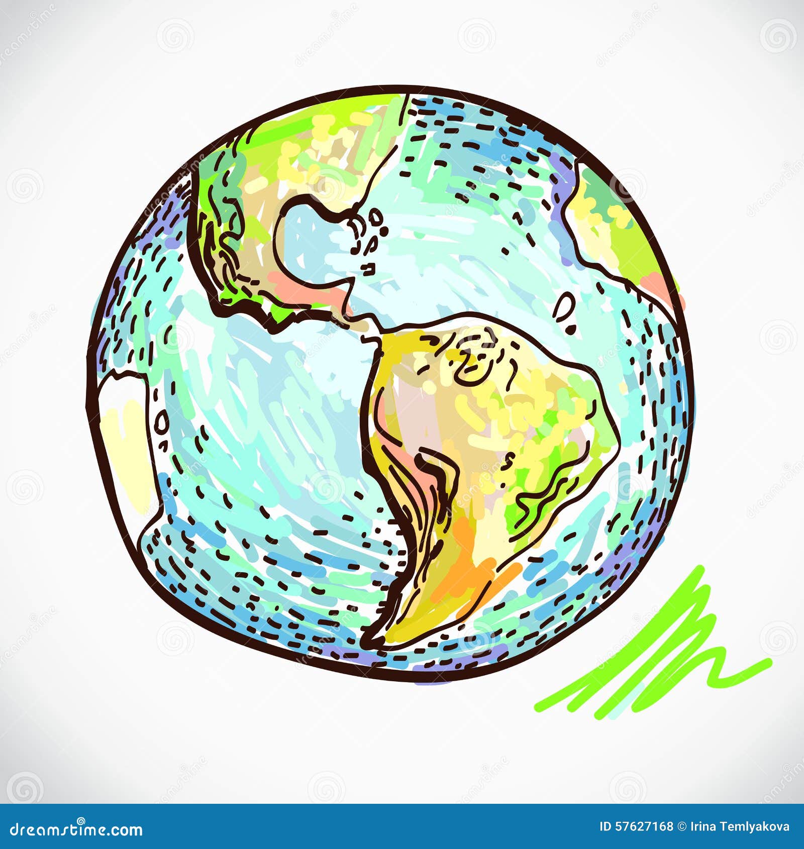 Hand drawn earth on white stock vector. Illustration of paint - 57627168