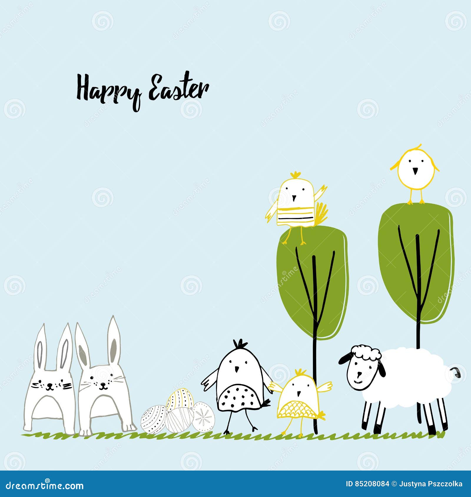 Hand drawn easter card stock vector. Illustration of concept - 85208084