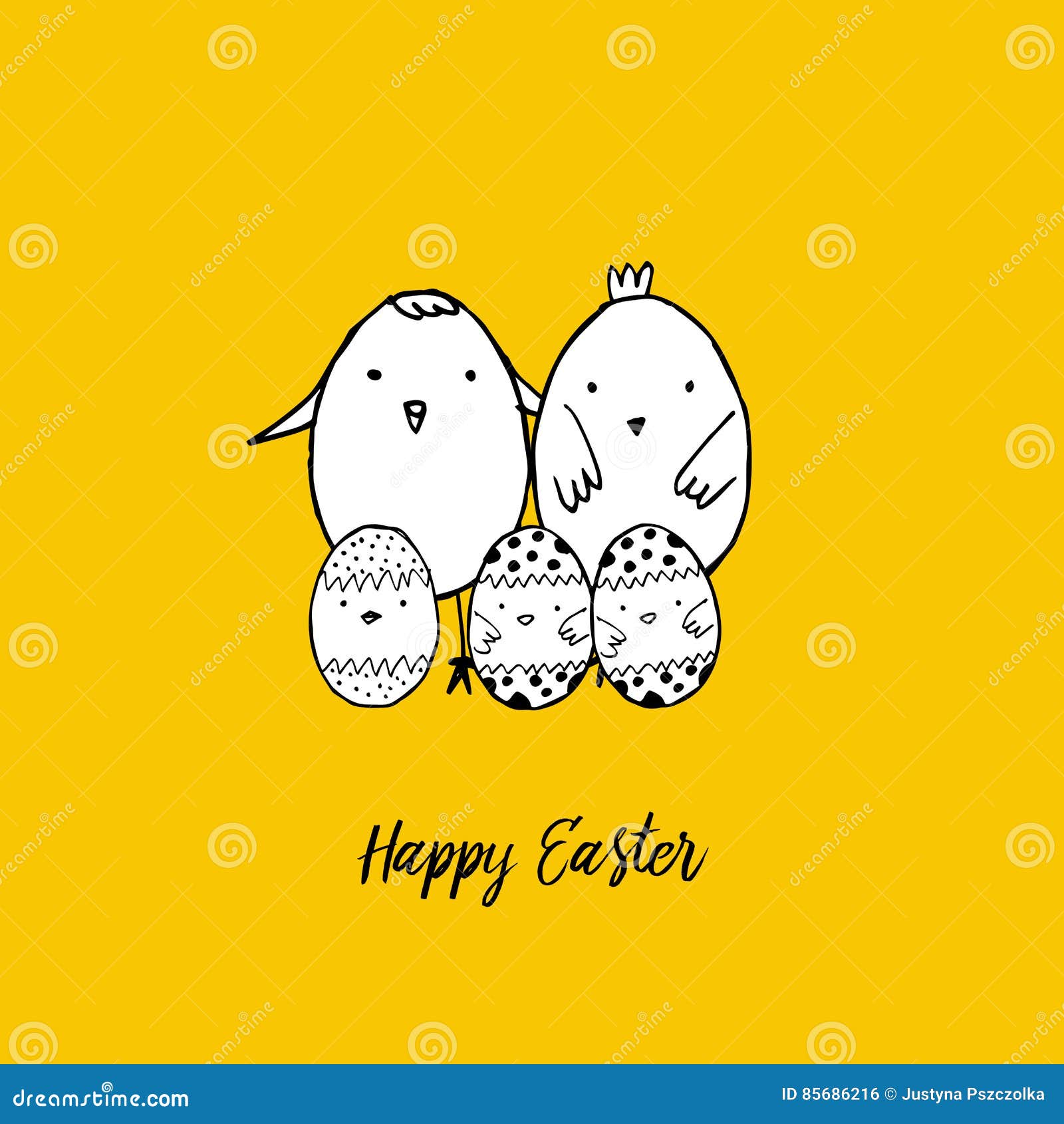 Hand drawn easter card stock vector. Illustration of hand - 85686216
