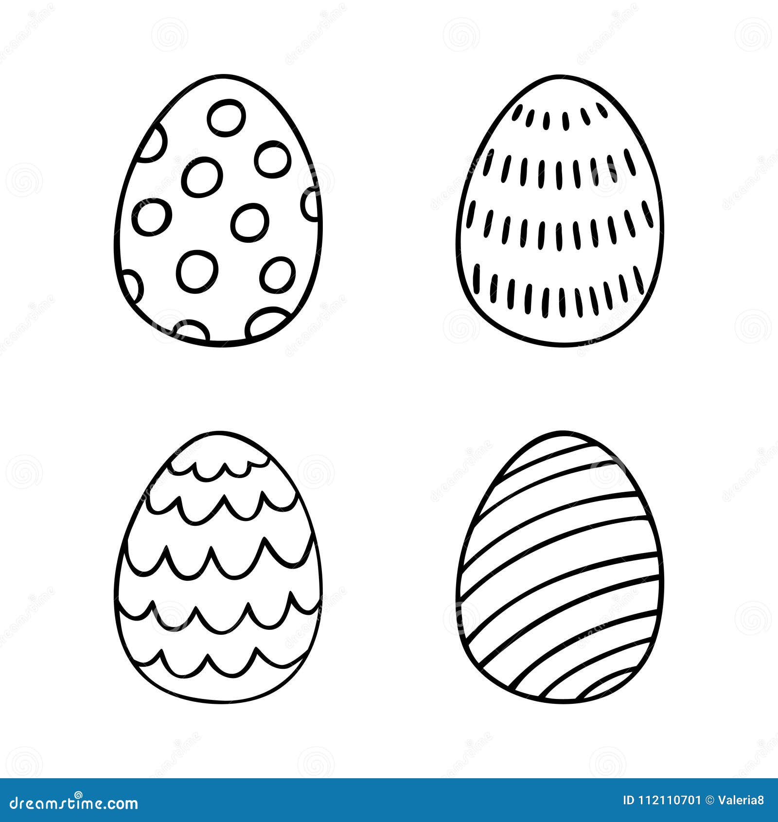 Hand Drawn Easter Eggs Set in Line Style Stock Vector - Illustration of ...