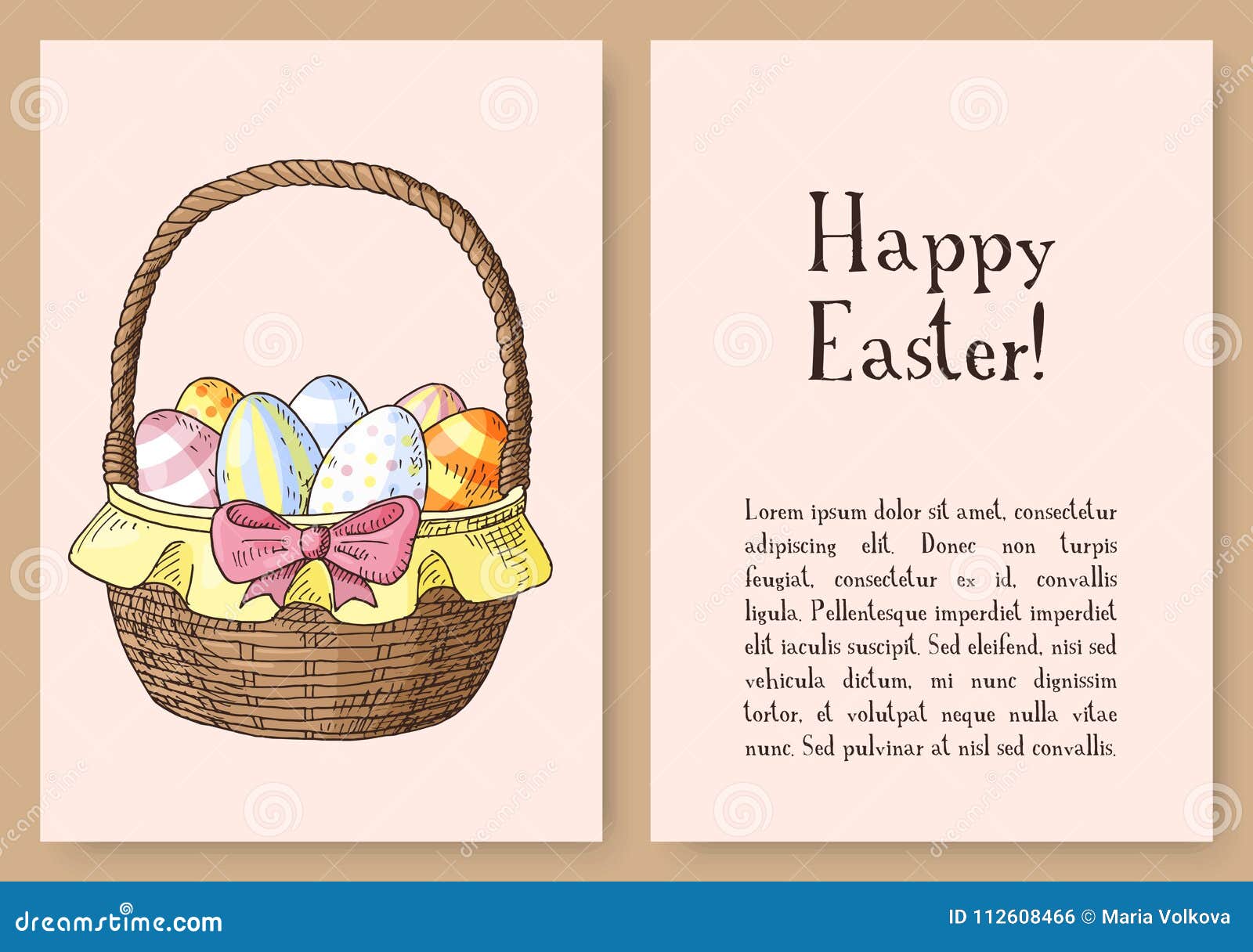 Hand Drawn Easter Gift Card Stock Vector - Illustration of drawing ...