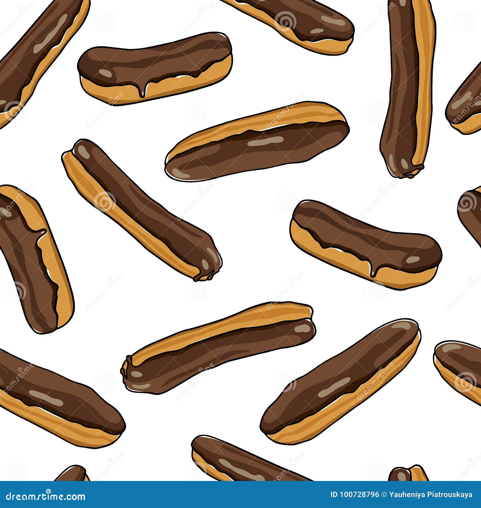 Hand drawn eclairs pattern stock vector. Illustration of artwork ...