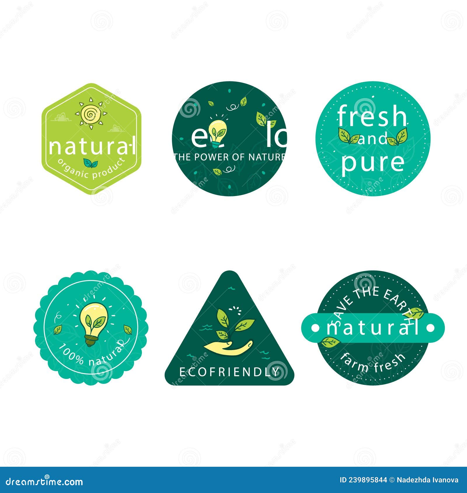 Hand Drawn Eco Friendly Labels Vector Illustration. Stock Vector ...