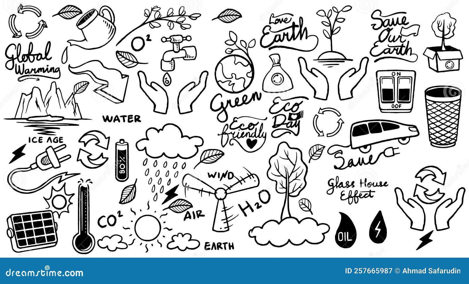 Ecology Doodle Website Template Design Cartoon Vector | CartoonDealer ...
