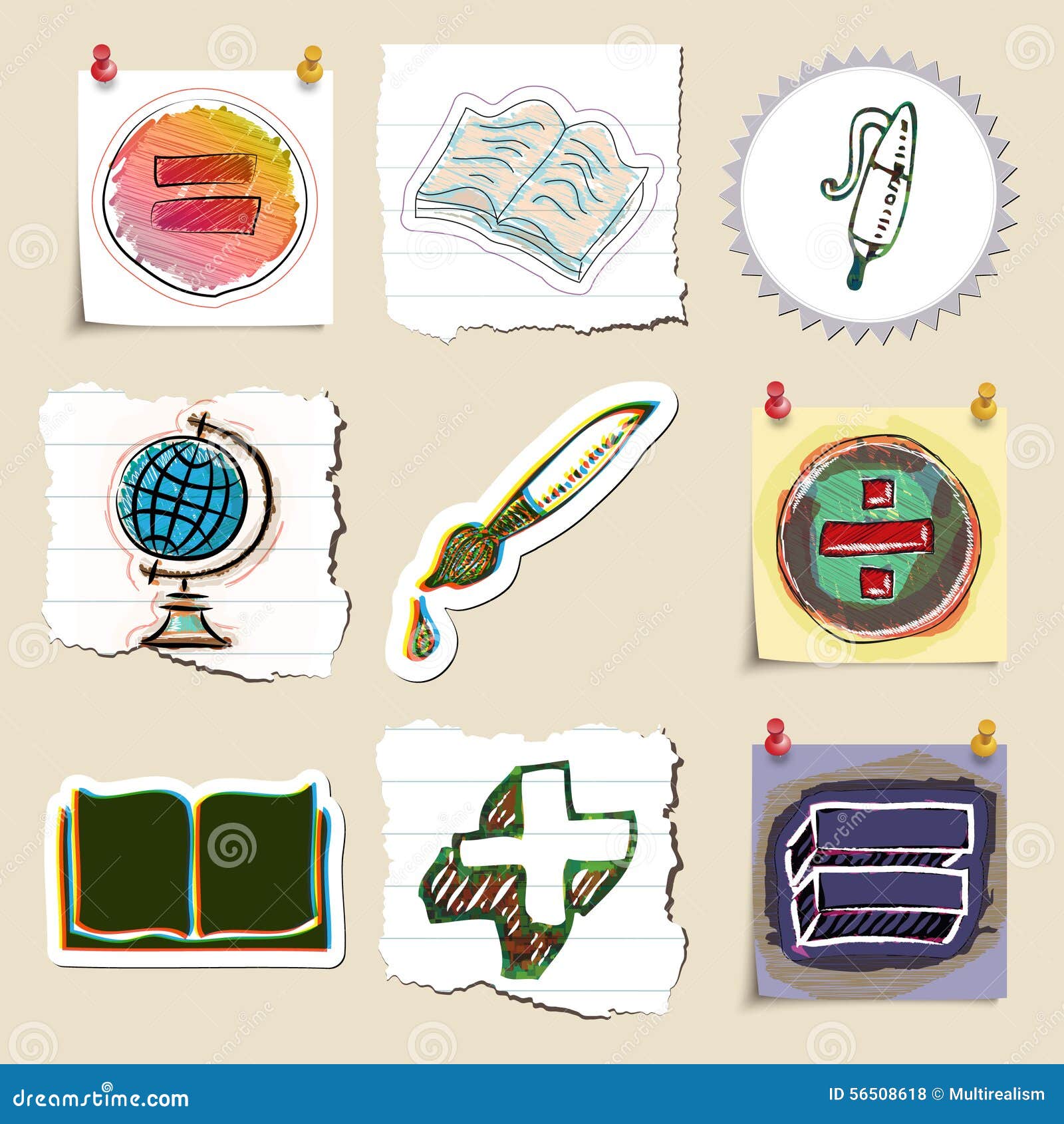 Hand Drawn Education Emblems Set. Isolated Stock Vector - Illustration ...