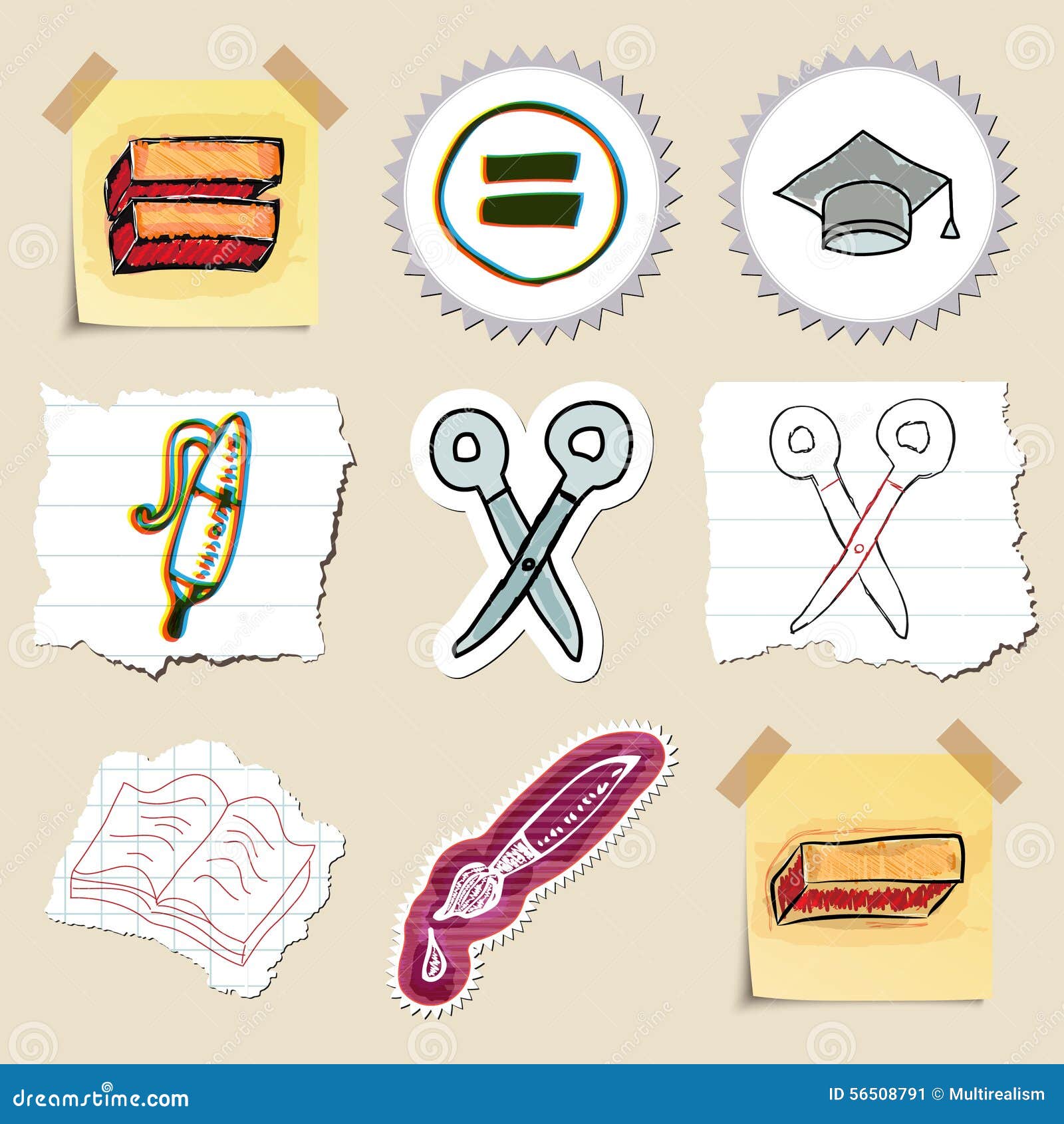 Hand Drawn Education Emblems Set. Isolated Stock Vector - Illustration ...