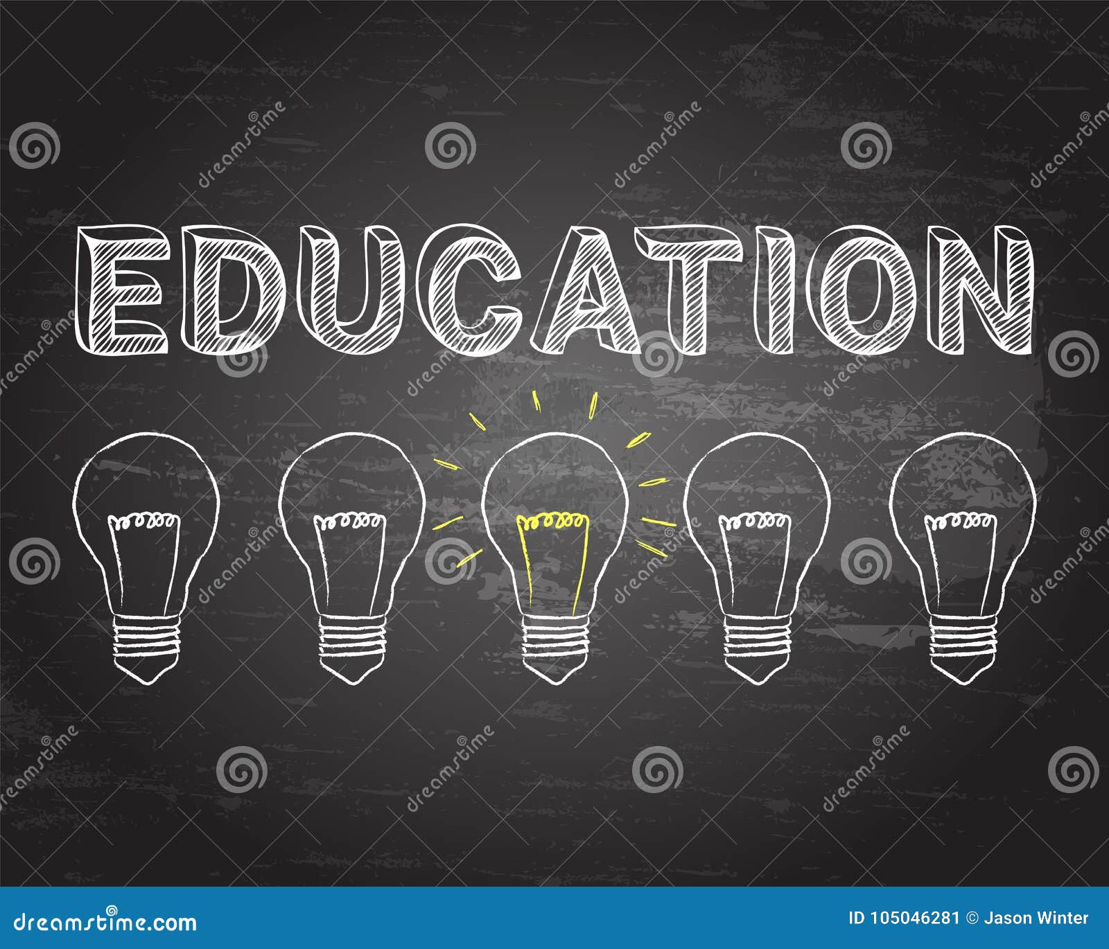 Education Light Bulbs Blackboard Stock Vector - Illustration of ...
