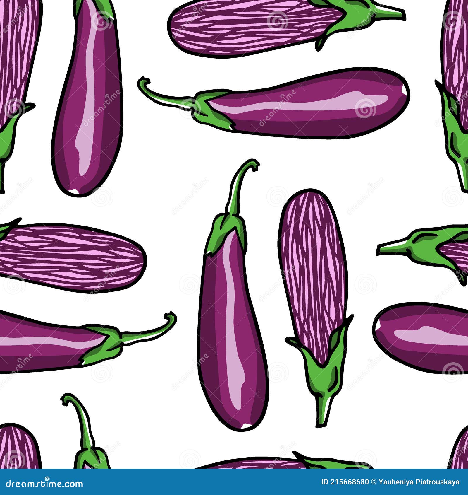 Hand Drawn Eggplants Pattern Stock Vector - Illustration of plant ...