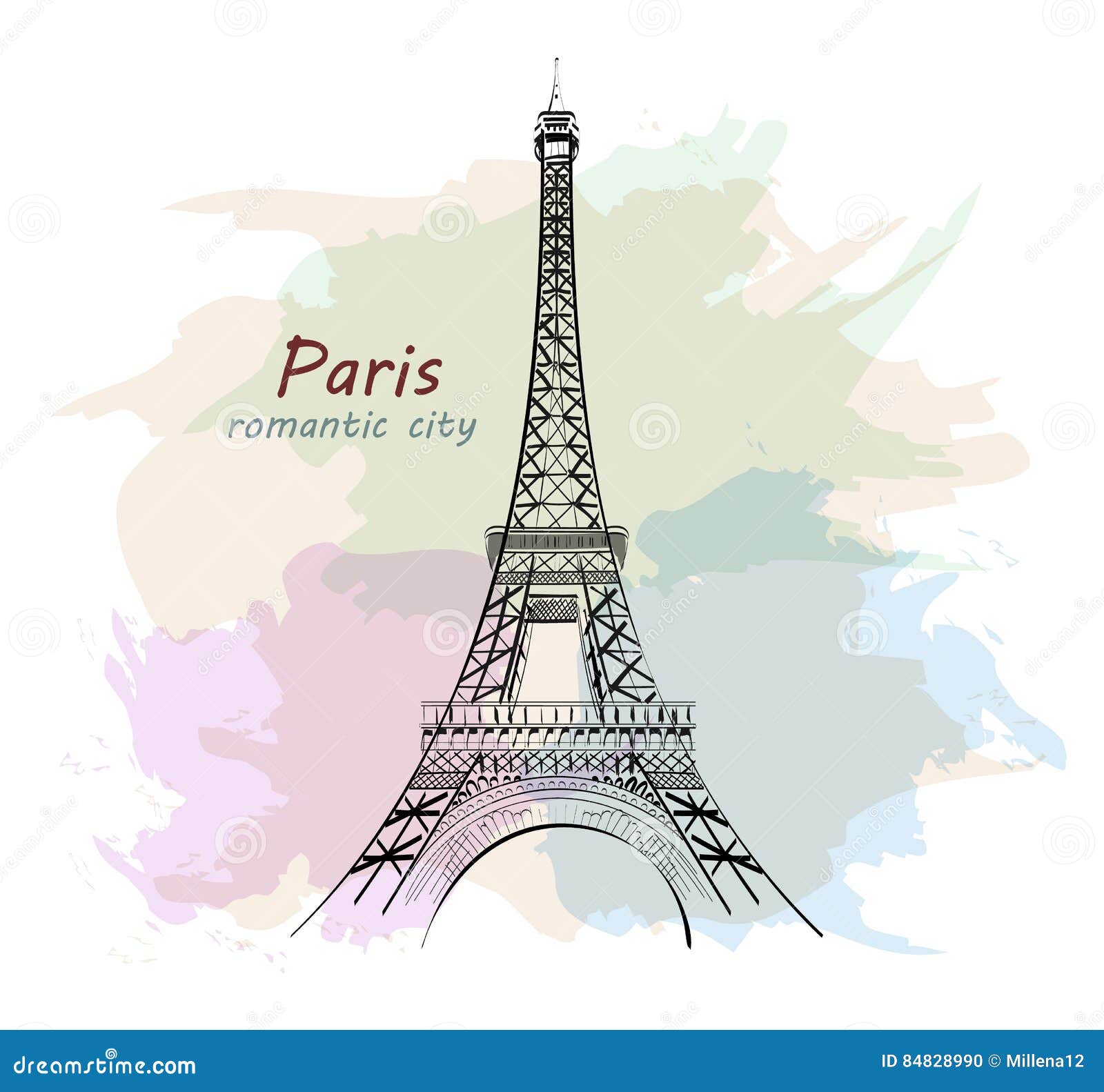 Paris Sketch Illustration, Set Of Hand Drawn Vector Doodle French ...