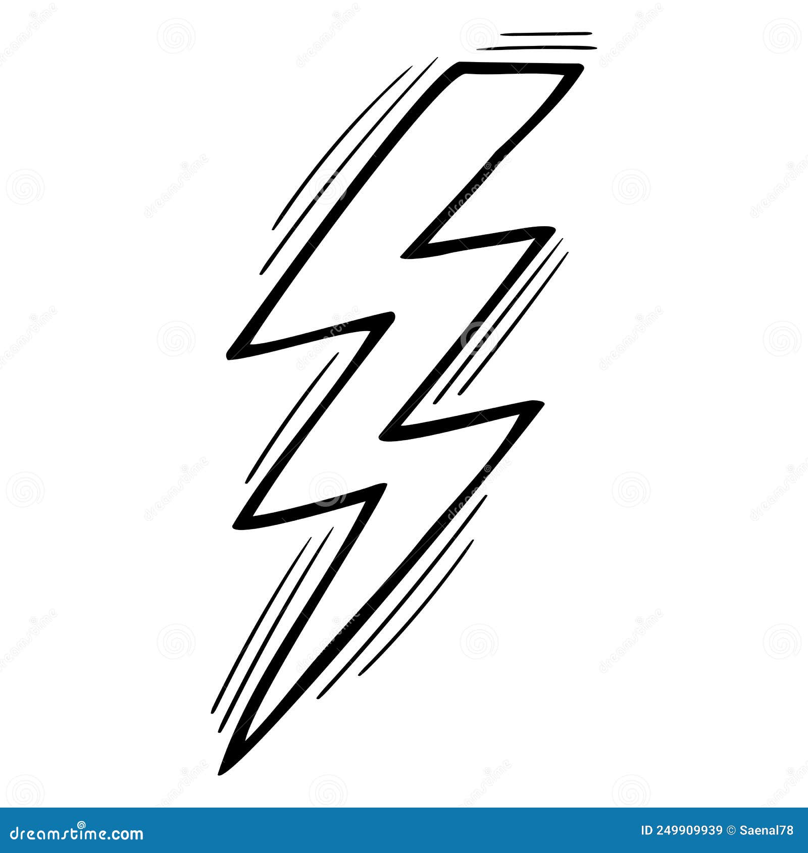 Hand Drawn Electric Lightning. Doodle Style Element. Sketched Design ...